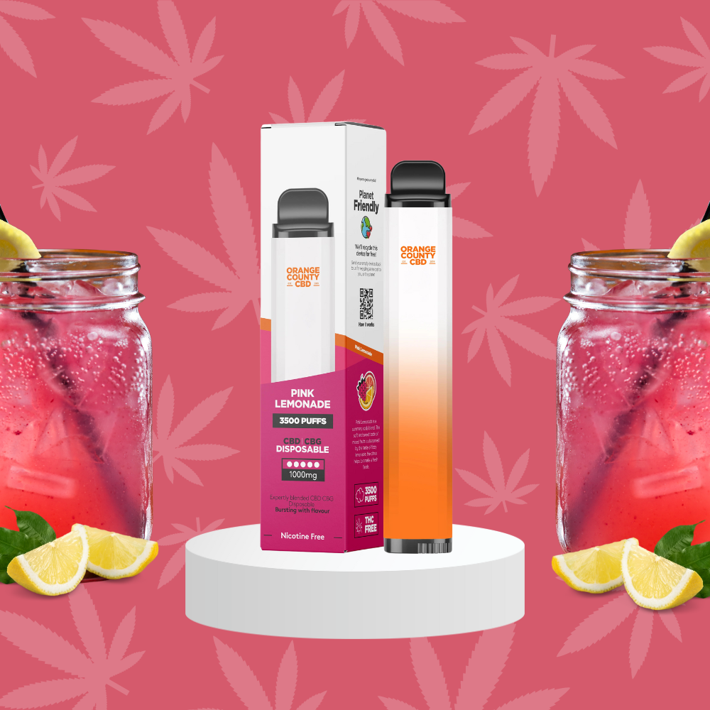 Vape de CBD e CBG Pink Lemonade, Caneta Descartável 1000mg 3500 puffs ...